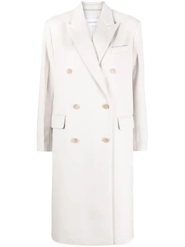 Calvin Klein Double-breasted Wool-blend Coat - Neutrals