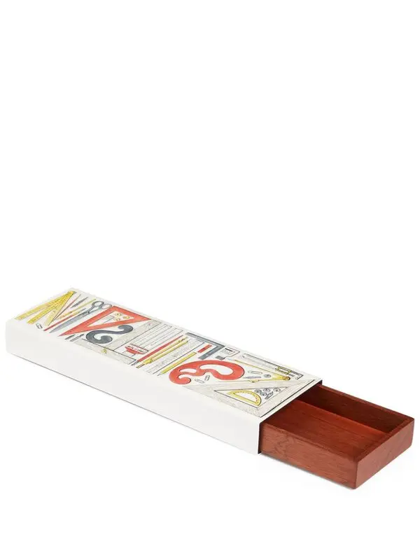 FORNASETTI Strumenti Da Disegno Graphic-print Wooden Box - White