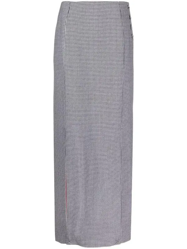Thom Browne Houndstooth Wool Maxi Skirt - Black