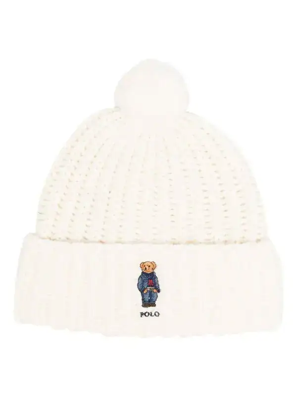 Ralph Lauren Polo Bear Crochet Beanie Neutrals Editorialist