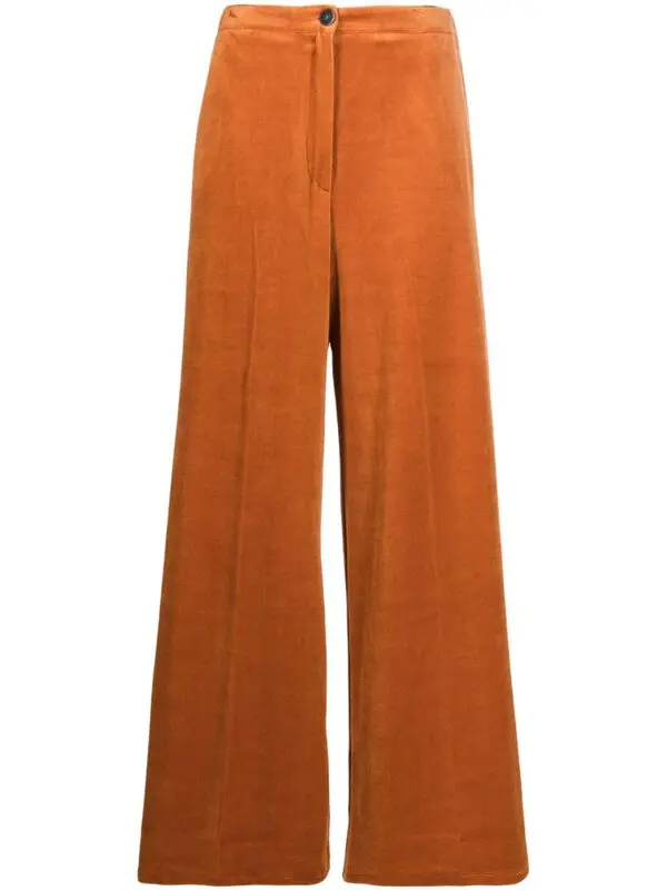 FORTE_FORTE Pressed-crease Velvet Flared Trousers