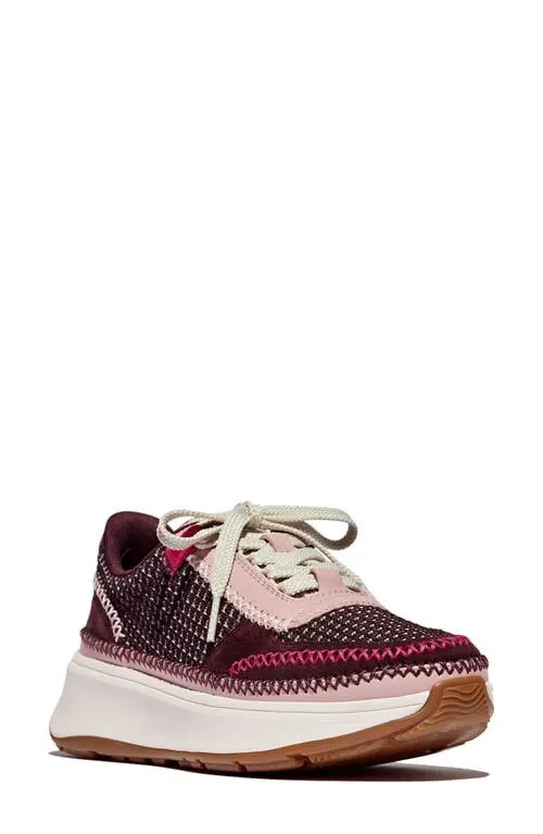 Fitflop F-mode Knit Panel Platform Sneakers - Deep Maroon Mix