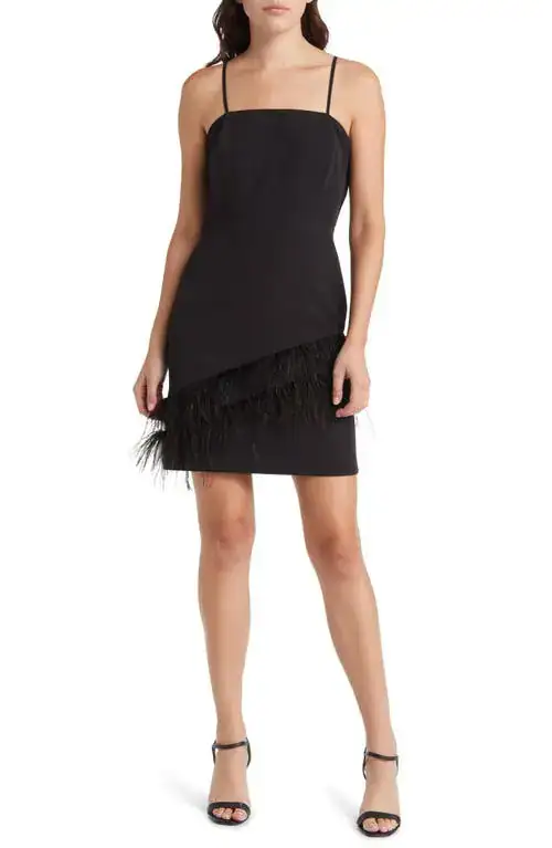 Sam Edelman Feather Hem Sheath Dress In Black 50% Off Editorialist