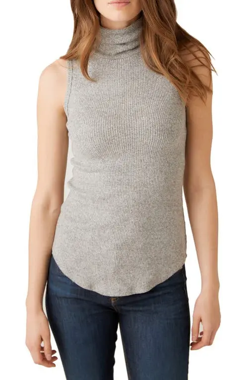 Fifteen Twenty Turtleneck Ribbed Sleeveless Sweater - Gray