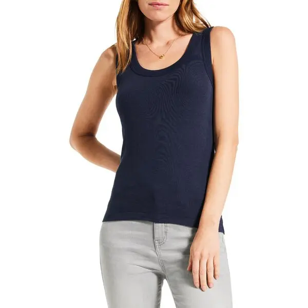 NIC+ZOE Perfect Knit Rib Scoop Neck Tank - Dark Indigo