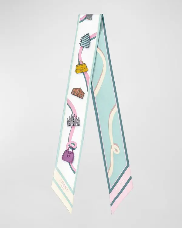 FRANZI Printed Twill Silk Bandeau Scarf