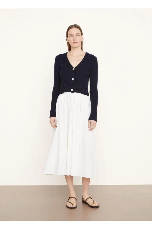 Vince Cascade Pleated Skirt In White 60% Off Editorialist