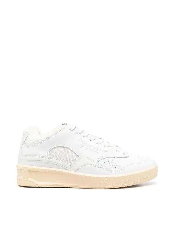 JIL SANDER｜SNEAKERS (BASKET LO - COW LEATHER/FABRIC (J1 Jil Sander Cow Leather And Fabric Mesh Mid Cut Sneakers