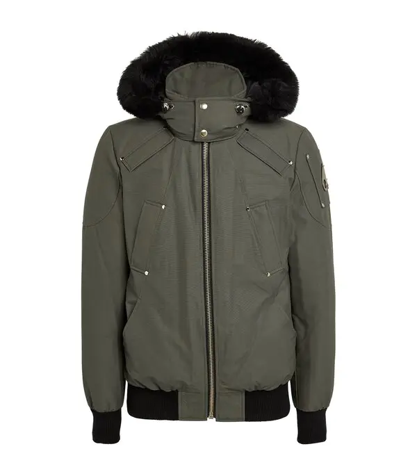 Moose Knuckles Shearling-Trim Padded Bomber Jacket - Green | Editorialist