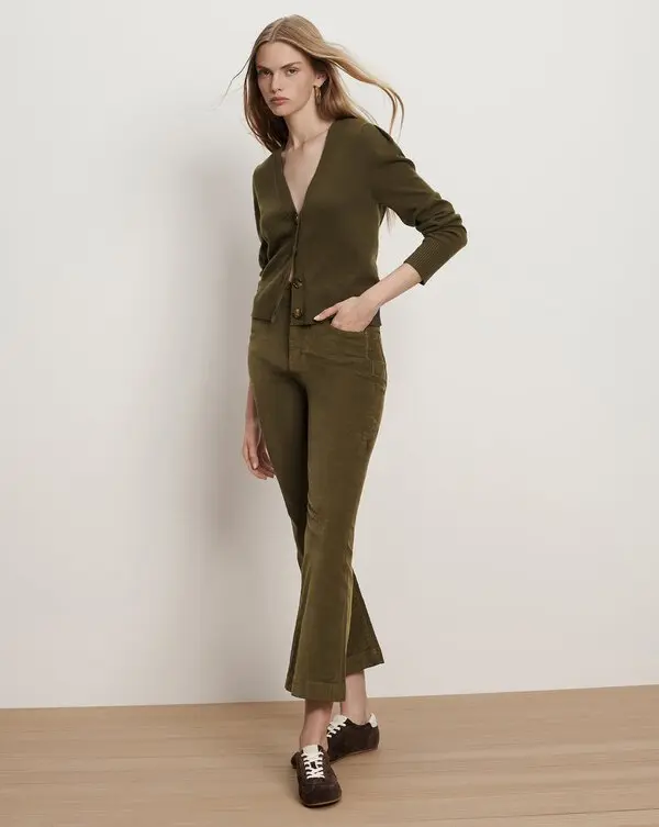 Veronica Beard Carson Corduroy Kick-flare Pant - Cypress