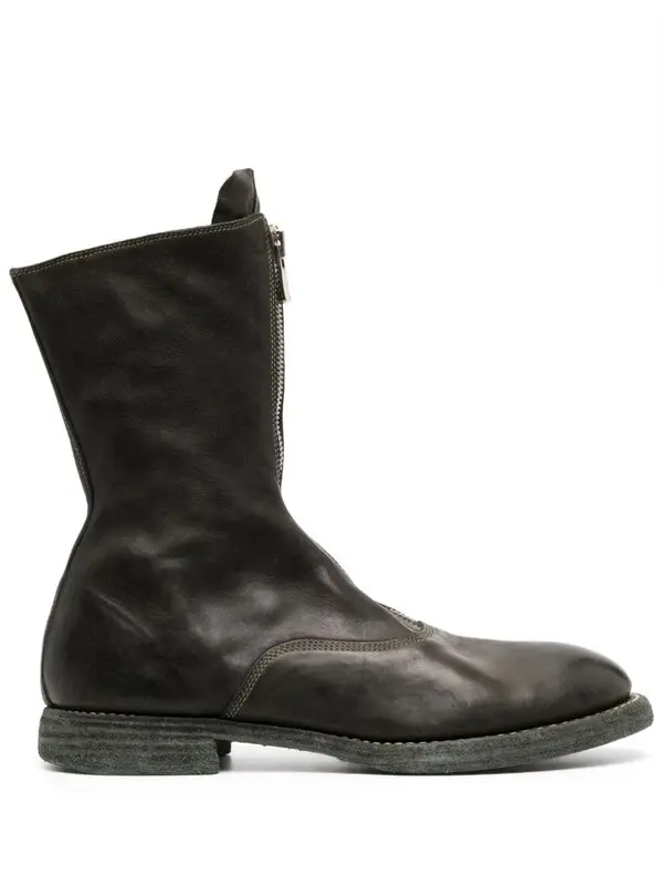 Guidi Polished Leather Zip-up Boots