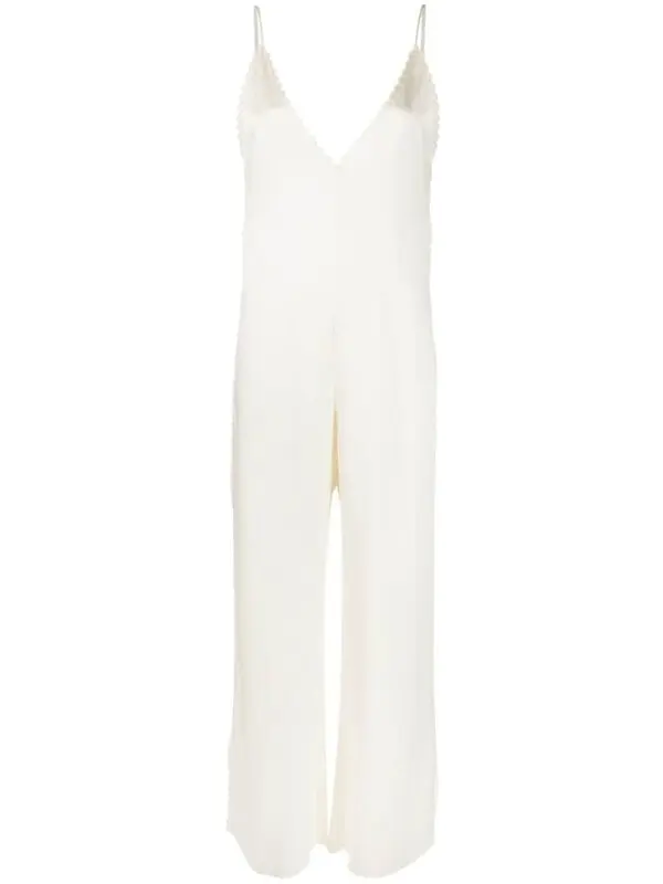 JIL SANDER Scallop-edge Wide-leg Jumpsuit - Neutrals