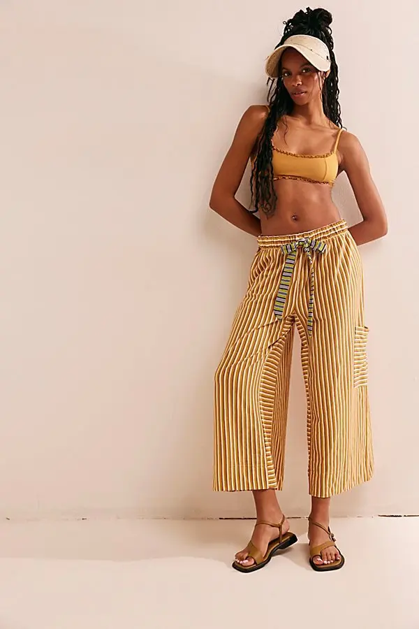 Free People Striped Culotte Pants - Multi Combo