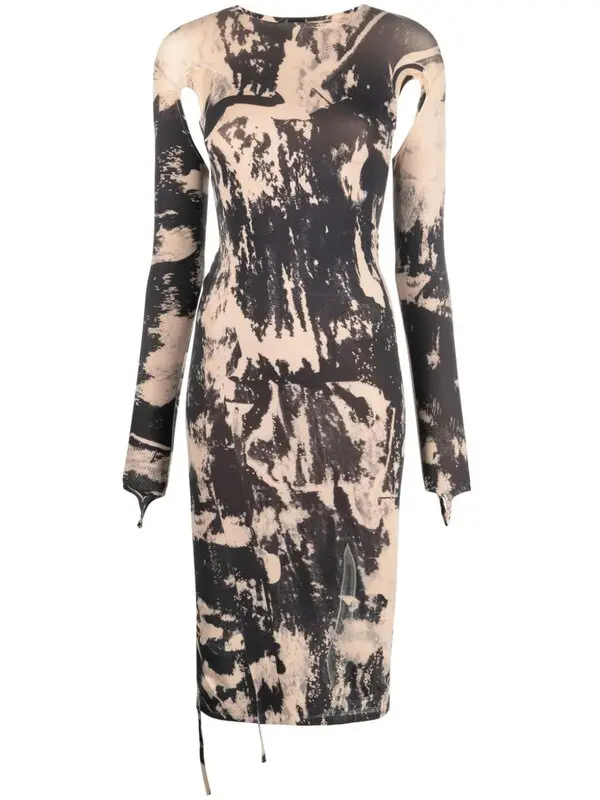 ANDREĀDAMO Painterly-print Cut-out Midi Dress