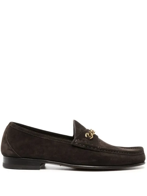 TOM FORD Chain Suede Loafers - Brown