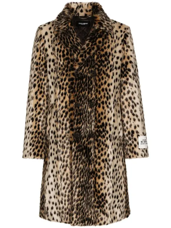 Dolce & Gabbana Leopard-print Faux Fur Coat - Neutrals