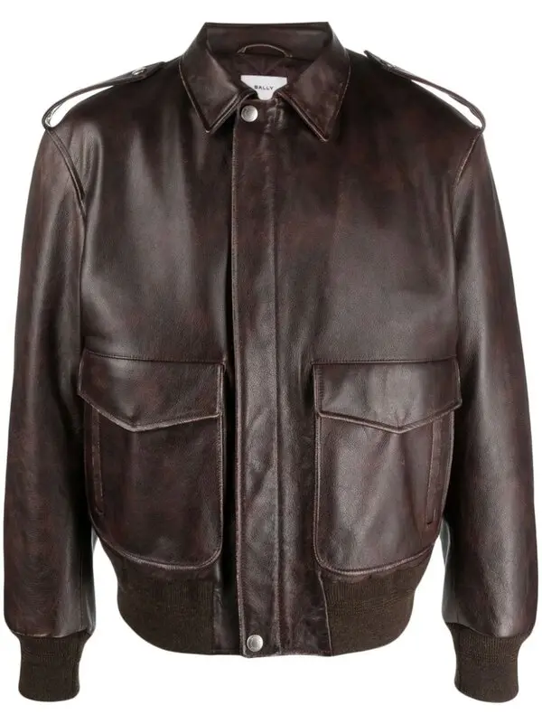 Bally Cargo-pockets Leather Bomber Jacket