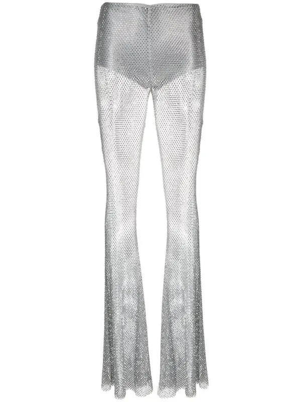 Giuseppe Di Morabito Fishnet Palazzo Trousers - Silver