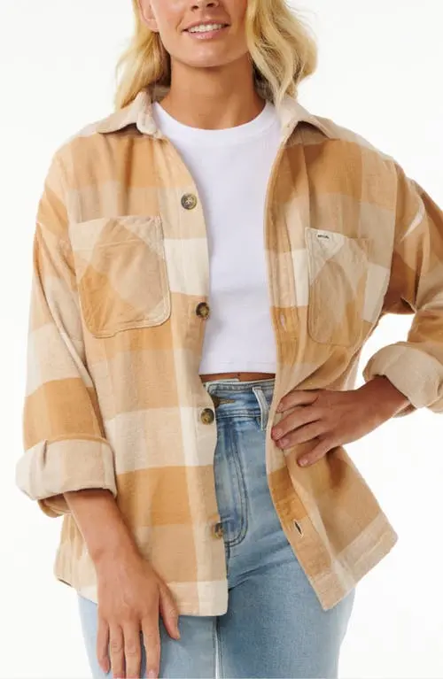 Rip Curl La Isla Plaid Flannel Button-up Shirt - Beige