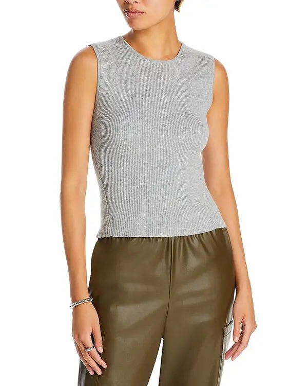 Derek Lam 10 Crosby Ariana Ribbed Muscle Top - Marl Grey