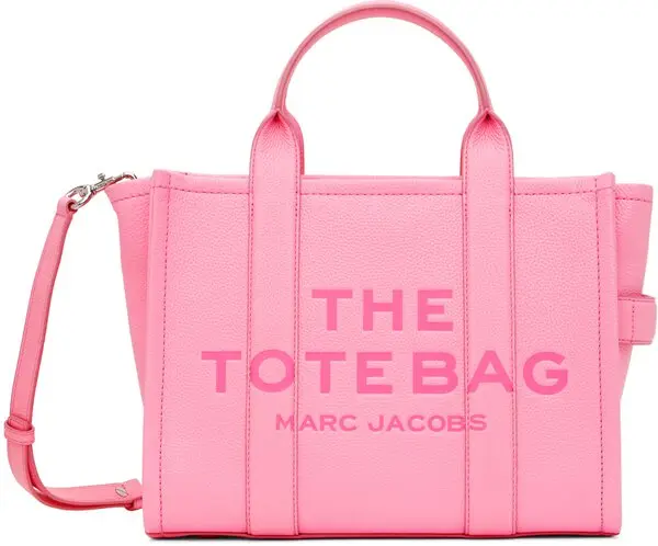 Marc Jacobs Pink 'the Leather Medium Tote Bag' Tote - 691 Fluro Candy ...