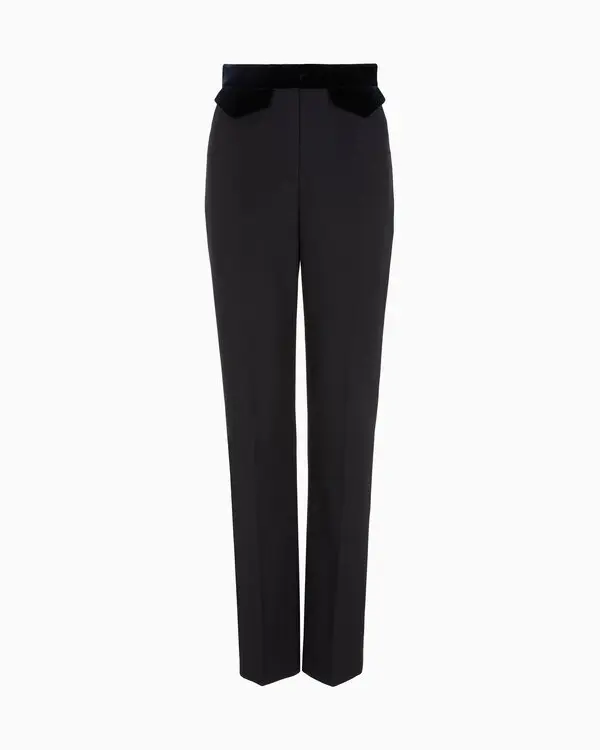 Giorgio Armani Straight Barathea Virgin Wool Trousers - Patterned