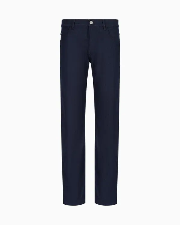 Giorgio Armani Regular-fit, Five-pocket Trousers In Stretch Cotton - Navy Blue