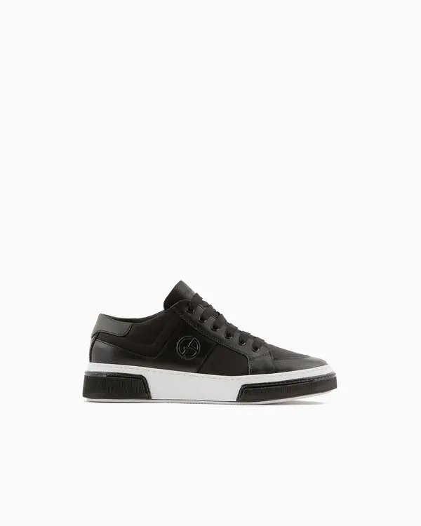 Giorgio Armani Leather And Fabric Sneakers - Black