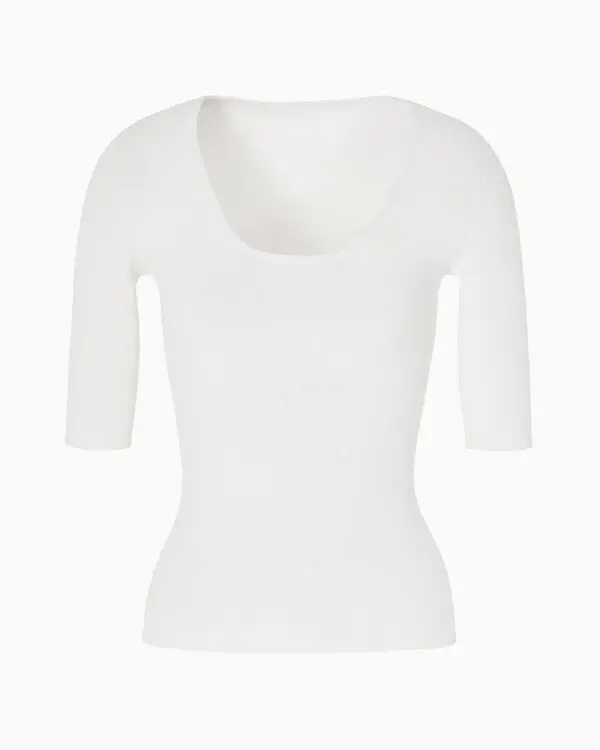 Giorgio Armani Viscose And Wool Blend Jacquard Jumper - White