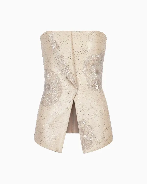 Giorgio Armani Embroidered Bustier Top - Patterned