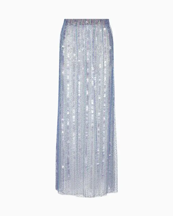 Giorgio Armani Embroidered Tulle Long Skirt - Patterned