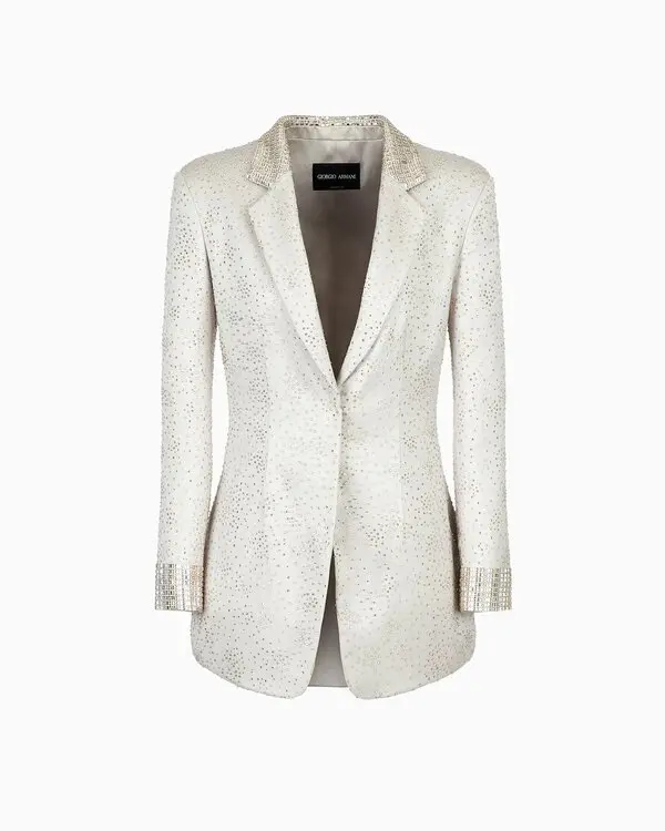 Giorgio Armani Crystal-embroidered Single-breasted Jacket - Patterned