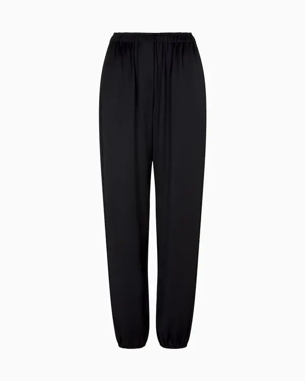 Giorgio Armani Straight-cut Silk Trousers With Crystal Piping - Patterned