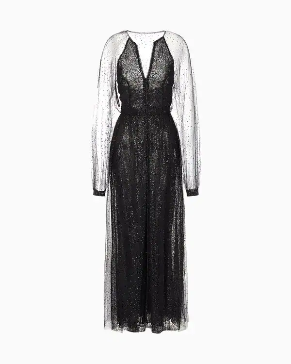 Giorgio Armani Strass Tulle-Overlay Sequin Gown - Patterned | Editorialist