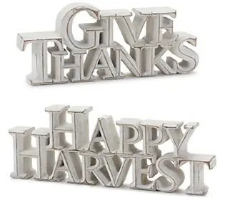 MELROSE Happy Harvest & Give Thanks Tabletop Si N Set Of Two