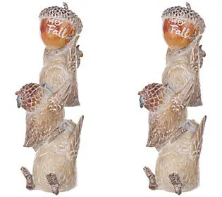 MELROSE Harvest Bird Stack Figurine Set Of Tw