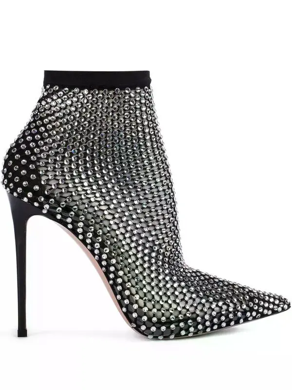 LE SILLA Gilda 85mm Crystal-embellished Boots - Black
