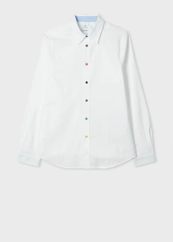 Paul Smith Tailored-fit Organic-cotton Multicolour Button Oxford Shirt - White