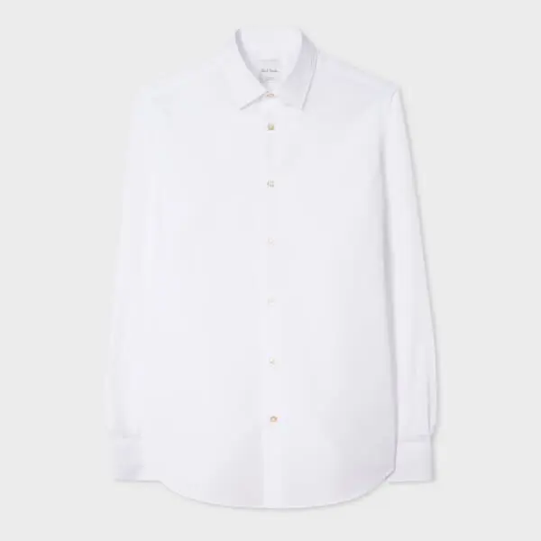 Paul Smith Tailored-fit Cotton 'signature Stripe' Cuff Shirt - White