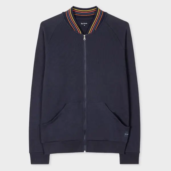 Paul Smith Cotton 'artist Stripe' Zip Lounge Top - Blue