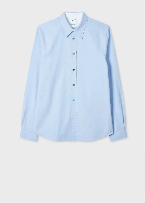 Paul Smith Tailored-fit Sky Organic-cotton Multicolour Button Oxford Shirt - Blue