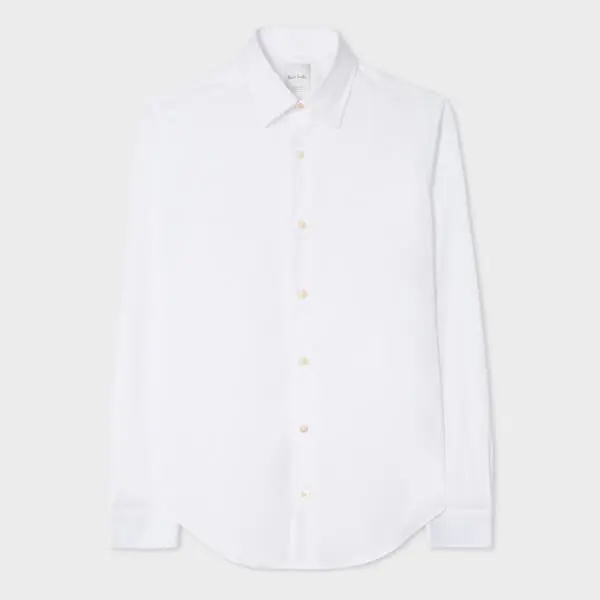 Paul Smith Super Slim-fit Shirt With 'artist Stripe' Cuff Lining - White