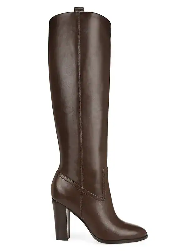 Veronica Beard Vesper Wide-calf Leather Boots - Espresso | Editorialist