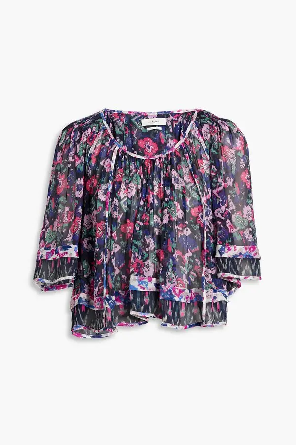 MARANT ETOILE Roxini Printed Georgette Blouse - Midnight Blue