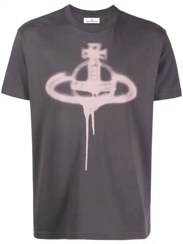 Vivienne Westwood Spray Orb-Print Cotton T-Shirt In Grey - 22% Off