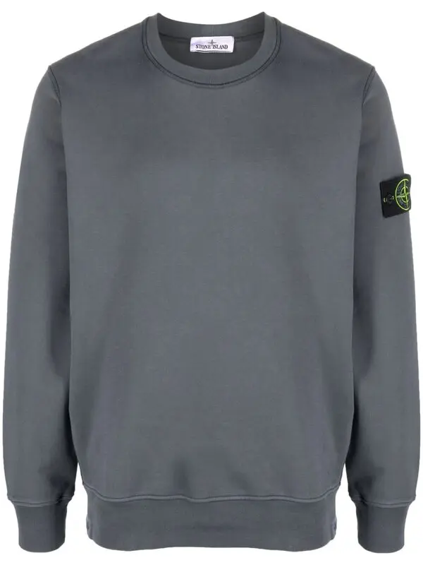 Stone Island Compass-patch Cotton Sweatshirt - Grey