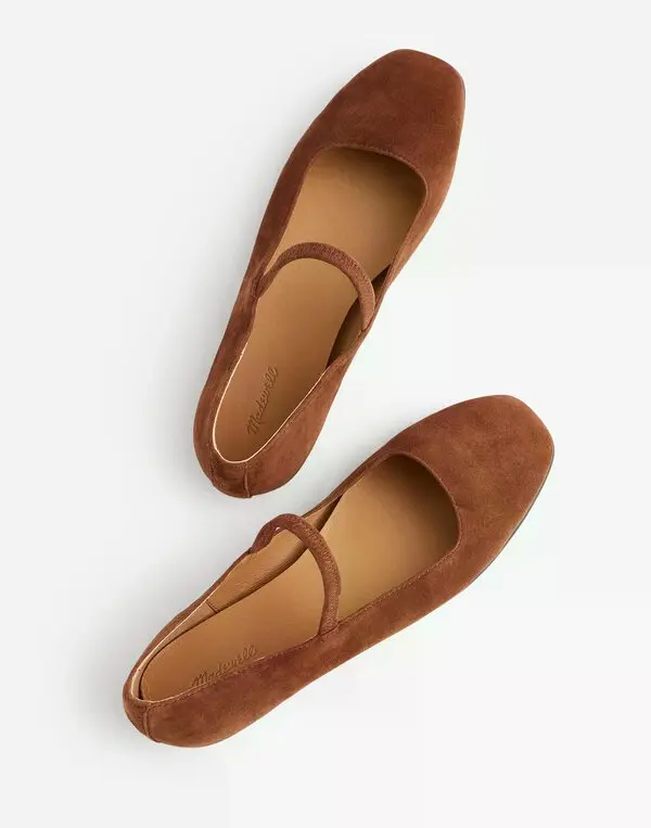 Madewell Greta Suede Ballet Flats - Soft Mahogany