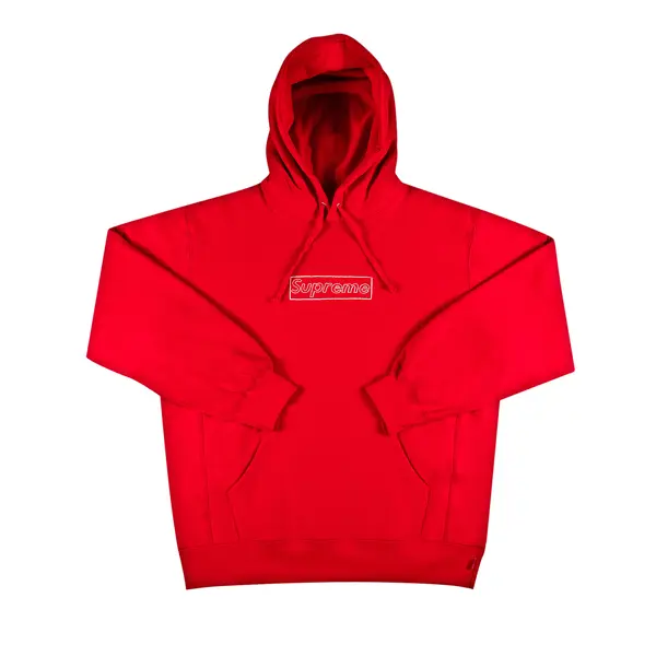 Supreme X Kaws Chalk Logo Hooded Sweatshirt - Red