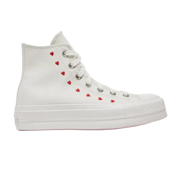 CONVERSE Chuck Taylor All Star Lift Platform High 'embroidered Hearts' Sneaker - White