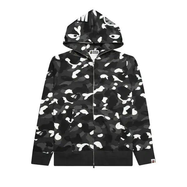 A Bathing Ape City Camo Shark Full Zip Hoodie - Black | Editorialist
